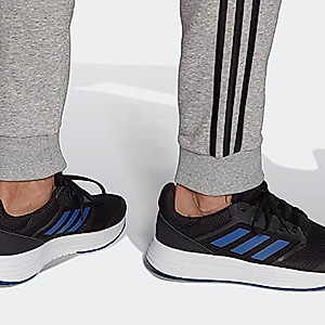adidas Men's Size Essentials 3-Stripes French Terry Tapered-Cuff Pants, Medium Grey Heather/Black, Large/Tall