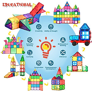 Magnetic Building Tiles, 78pcs Colorful 3D Transparent Magnet Building Blocks Set, Educational Toy Gift for Kids Boys Girls (78PCS)