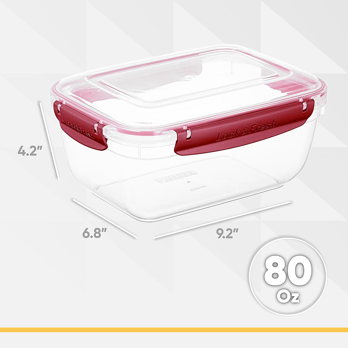 Superio Plastic Food Storage Containers with Airtight Lids, 4 Pack- 80 Oz, BPA Free, Leakproof, Stackable, Microwave, Dishwasher, Freezer Safe, Red