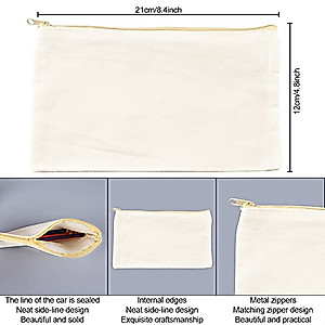 Enenes 10 Pack Blank DIY Canvas Zipper Bags Zipper Craft Bag Canvas Bag for Storage Small Items (8.3'' x 4.8'' 10 Pieces/Pack) (White)