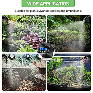 Alldeer Reptile Humidifier, Misting System for Reptile Terrariums, Automatic Reptile Mister with Timer, Adjustable 360° Spray Nozzles, LCD Display, Aluminum Shell, for Chameleon Reptiles