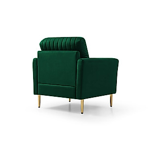 anwickjeff Modern Velvet Accent Chair, Green, Soft Velvet Sofa Couch Chair with Gold Metal Legs, Adjustable Backrest Pillow, Comfortable Club Armchair for Living Room, Office, Reading