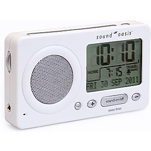 Sound Oasis S-850W Travel Sleep Sound Therapy System (White), Jet-Lag Reduction Sound with Voice Memo, 18 Soothing Natural Sounds