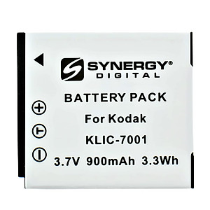 Synergy Digital Camera Battery, Compatible with Kodak KLIC-7001 Battery (Li-Ion, 3.7V 900 mAh) - Ultra Hi-Capacity Battery