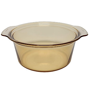 Visions 3.5 L Dutch Oven Amber Glass Pot and Visions V-33-C 3.5 Qt Lid Cover Made in the USA