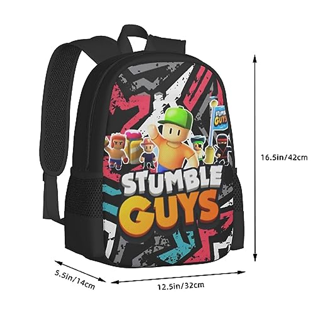 Jadouzke Stumble Guys Casual School Backpack Portable Daypack for Outdoor Sports Travel Bag