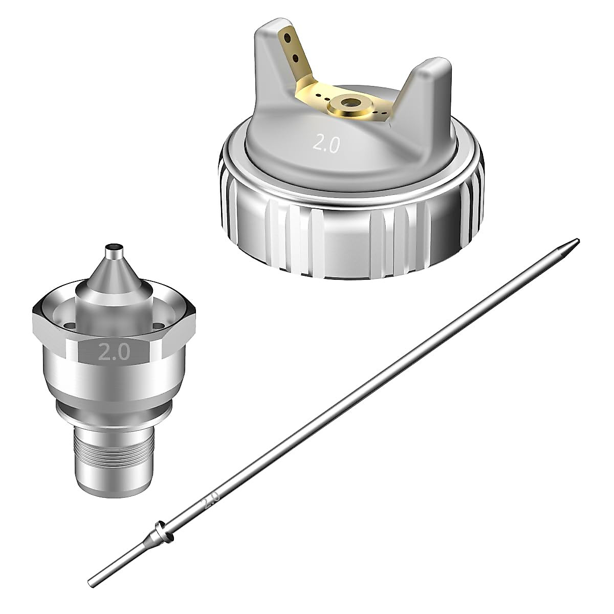 InoKraft Nozzle Set, 2.0mm Needle, Fluid Nozzle and Air Cap Set for Drizzle D1 LVLP Spray Gun, Precise, Durable