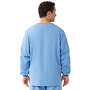 Medline AngelStat Unisex Snap-Front Warm-Up Scrub Jacket, Ciel Blue, Size Small