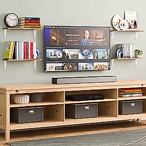 Wallniture Arras Floating Shelves for Wall Storage, 17"x6" Living Room Wall Decor, Bookshelf for Bedroom, Kitchen Organization and Storage Shelves, Burnt Finish White Brackets Set of 4