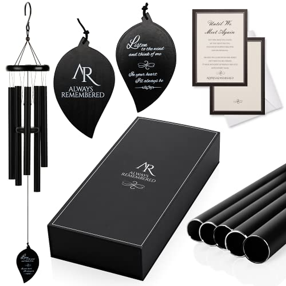 Always Remembered Memorial Wind Chimes for Loss of Mother - 34" Sympathy Personalized Memorial Gifts for Loved Ones Lost - Windchimes in Memory of a Loved One