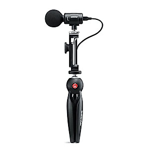 Shure MV88+ Video Kit - Digital Stereo Condenser Microphone for Apple and Android, with Manfrotto PIXI Tripod, Phone Clamp, Mount, iOS and USB-C Cables for Next-Level Compatibility and Connectivity