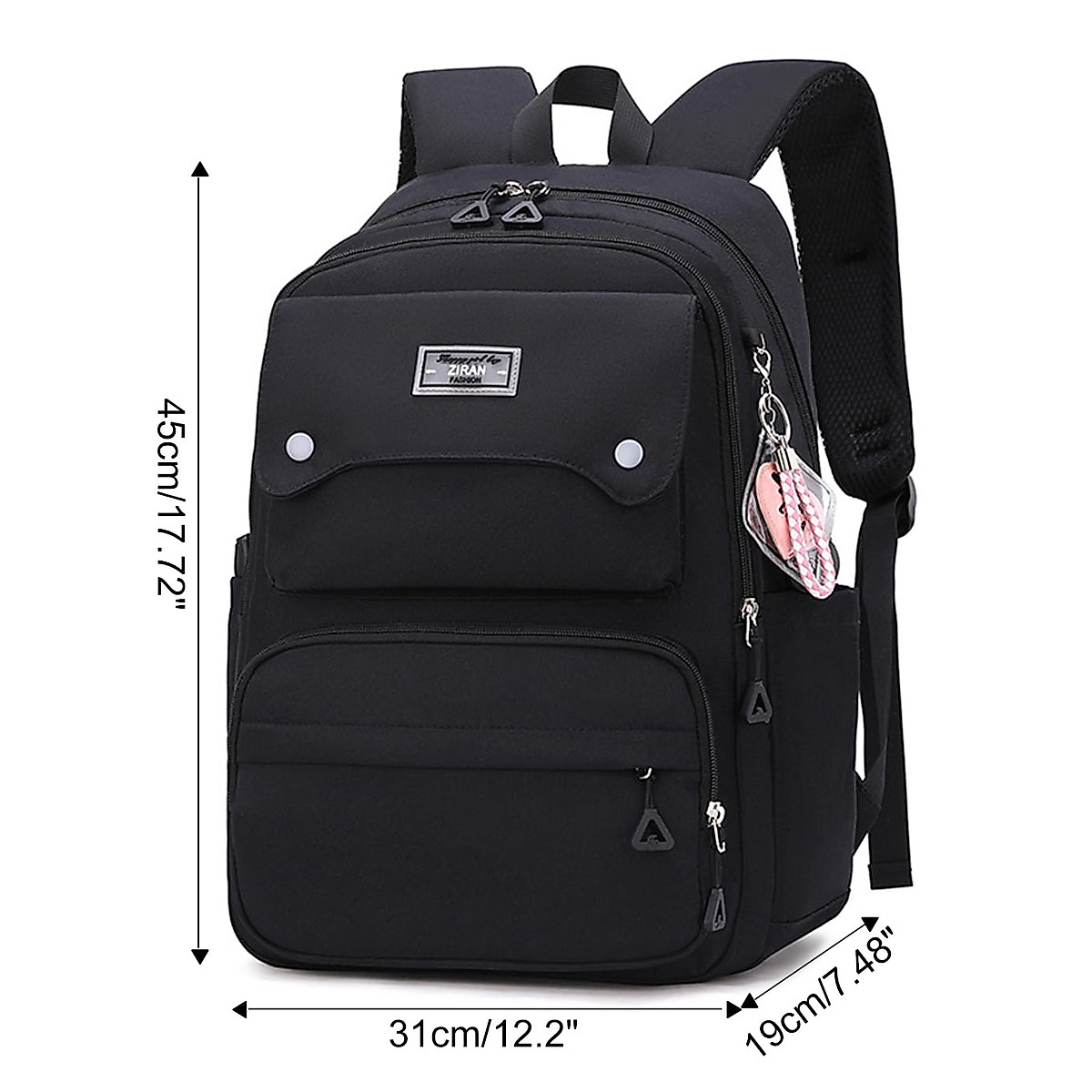 JiaYou Teen Girls Casual Backpack High Middle School Daypack Women Daily Travel Laptop Bag (1# Black, 26 Liters)