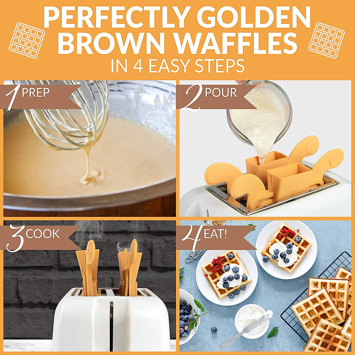 Nostalgia Vertical Waffle Maker, Bakes Two Fresh Batter Waffles at a Time in a Toaster, Removable Dishwasher Safe Silicone Molds, Extra Wide Slots, Adjustable Doneness Dial, Ivory, VWT2IVY