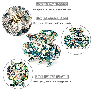 Cobahom 12Pcs 1.3 Inch Small Hair Clips Mini Acrylic No-Slip Jaw Clips for Thin Thick Hair Printed Hair Accessories for Women and Girls, Multicolor