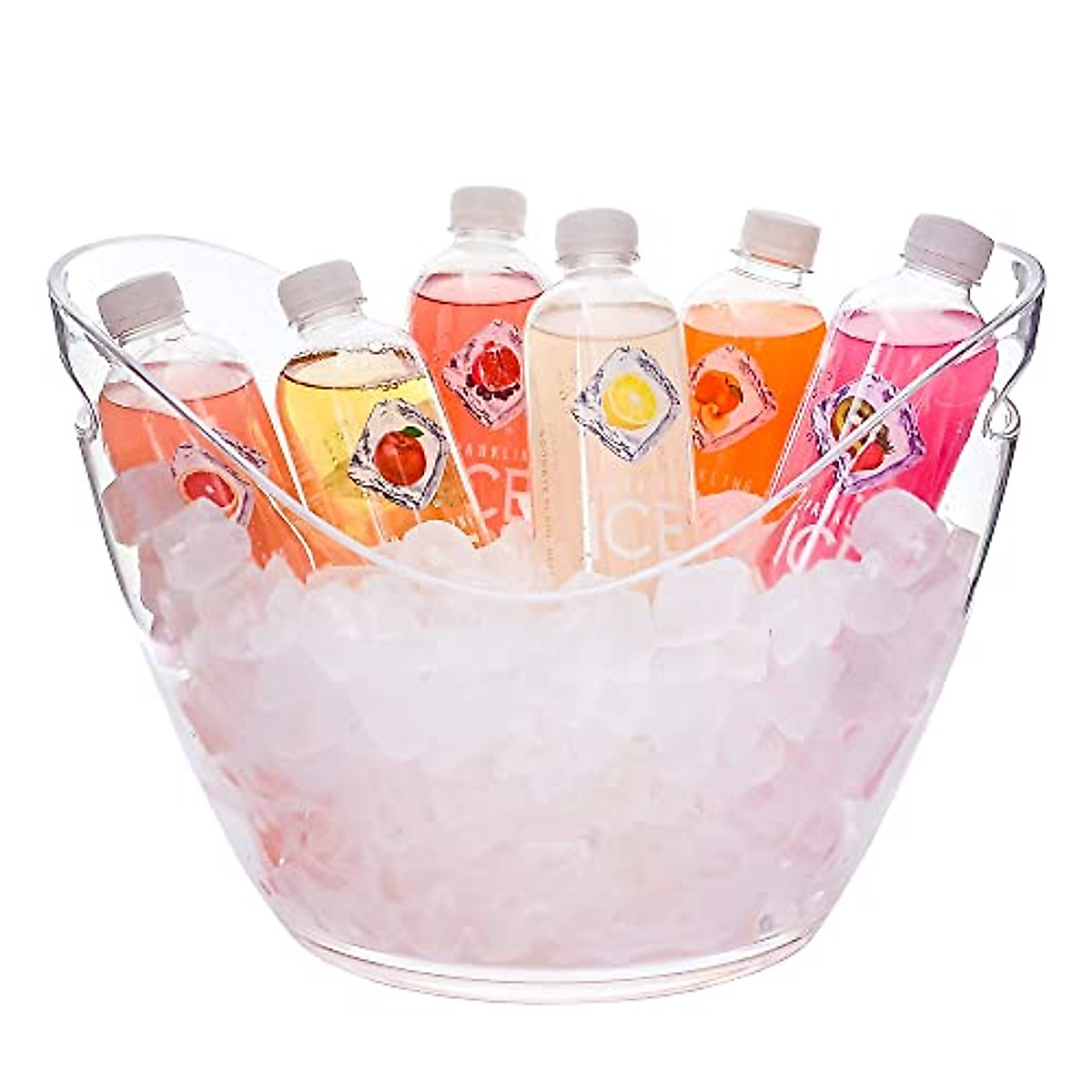 Raincol Ice Bucket Clear Acrylic 8 Liter Plastic Tub For Drinks and Parties, Food Grade, Holds 5 Full-Sized Bottles and Ice 1
