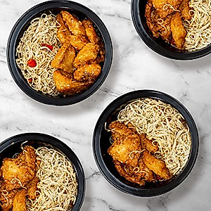 Paksh Novelty Lunch Box Sets/Round Large Food Container with Lid for Meal Prep, Microwaveable, Freezer & Dishwasher Safe, Leak Proof, 24 Ounce, 20 Pack, Black-BK09