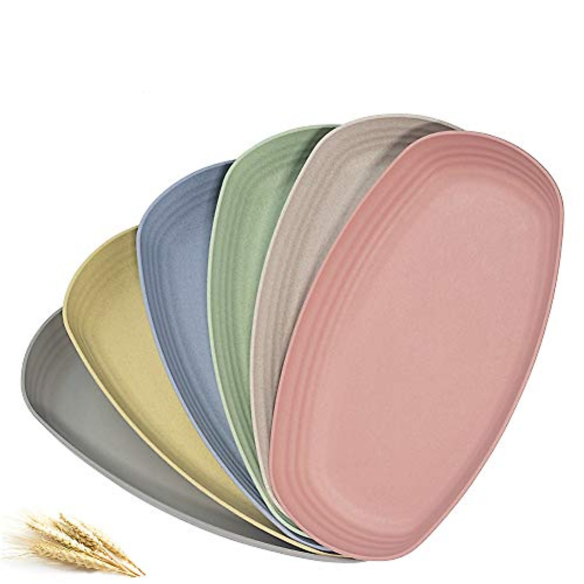 Hobein 6 Pack 11 inch Wheat Straw Dinner Plates - Dishwasher & Microwave Safe Lunch Plates Reusable Eco-friendly Lightweight Unbreakable Dirt-resistant Easy Clean