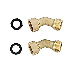 Dumble 45 Degree Garden Hose Elbow Fitting 2pk with 4 Washers - Outdoor Faucet Extender, Hose Connector Spigot Extender