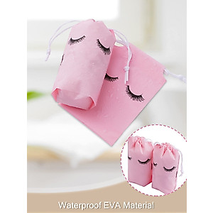 Rohuis 50pcs Eyelash Aftercare Lash Bags for Clients - Drawstring Makeup Cosmetic Shampoo Sample Pouches for Women and Girls- Small Business Supplies (Pink,4 x 6 Inches)