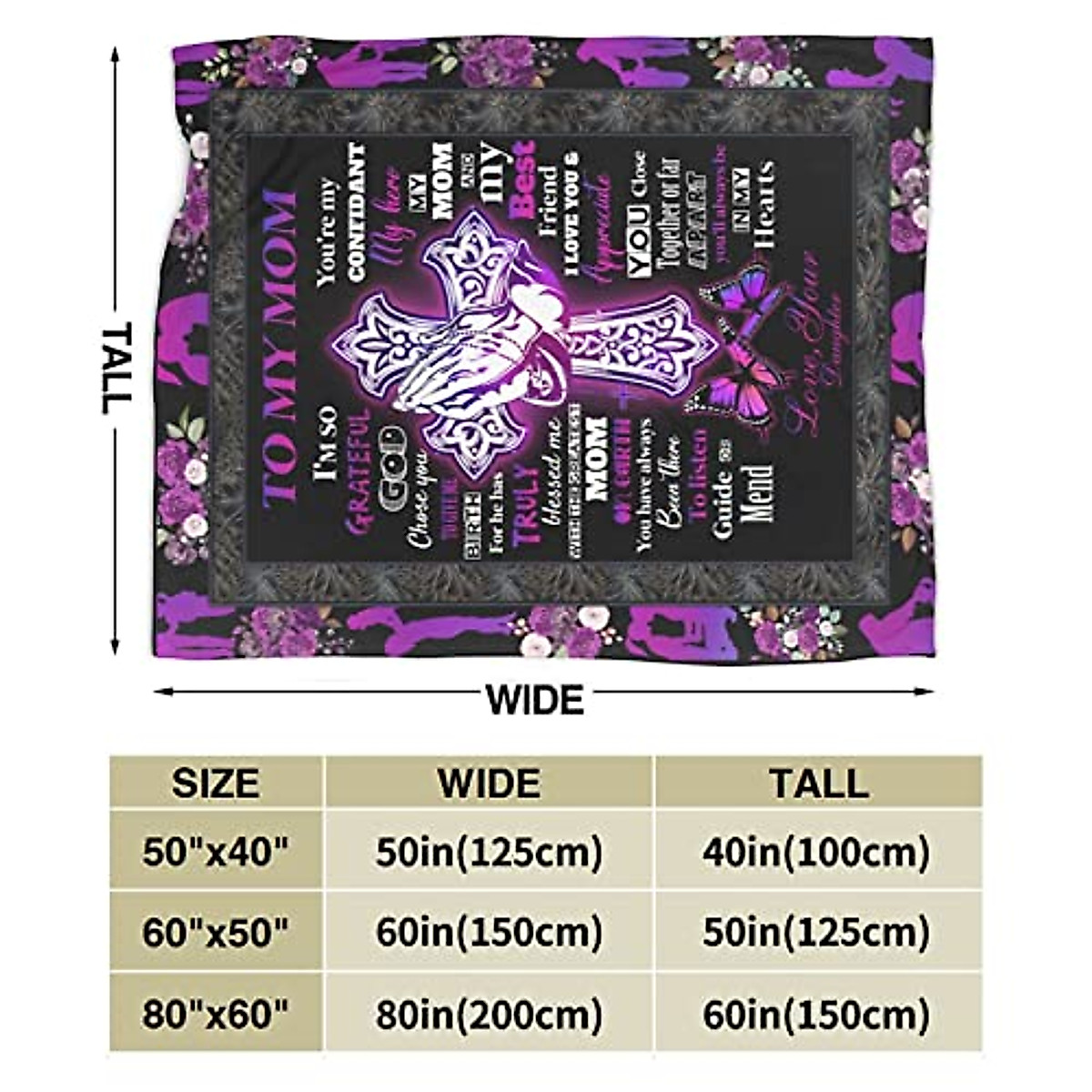 Birthday Gifts for My Mom Blanket from Daughter Christian Soft Warm Cozy Throw Blankets Fleece Blanket Thanksgiving Christmas Mom for Sofa Bedding Travel 60x50 Inch