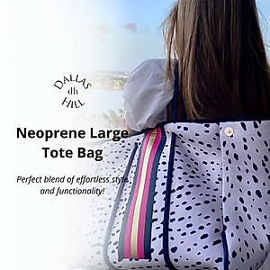 Dallas Hill Designs Large Tote Bag for Women | Neoprene Shoulder Purse | Travel, Beach, Gym Handbag | Extra Pouch