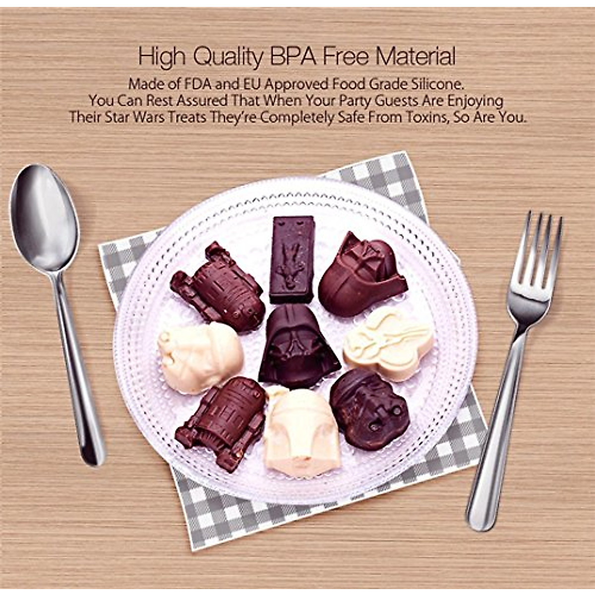 Sunerly Silicone Ice Tray Molds in Star Wars Character Shapes, Ideal for Chocolate, Ice Cubes Trays, Jelly, Sweets, Desserts, Baking Soap and Candle Making (Set of 7)