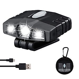 Ultra Bright Hat Light - 200 Lumens CREE LED Clip on Baseball Cap Light, Rechargeable Mini Hands Free Headlamps for Camping Running Fishing Working - IPX5 Waterproof - 2023 Upgraded