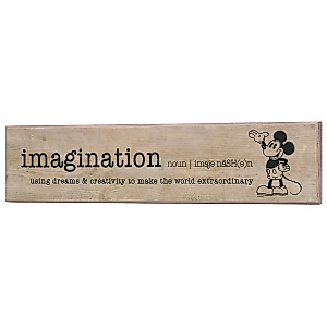 Open Road Brands Disney Mickey Mouse Imagination Definition Wood Plank Wall Decor - Inspirational Mickey Mouse Wall Art for Home Decorating