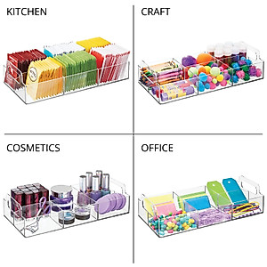 mDesign Compact Plastic Tea Storage Organizer Caddy Tote Bin - 6 Divided Sections, Built-in Handles - Holder for Tea Bags, Packets, Sweeteners and Small Packets, BPA free - Clear