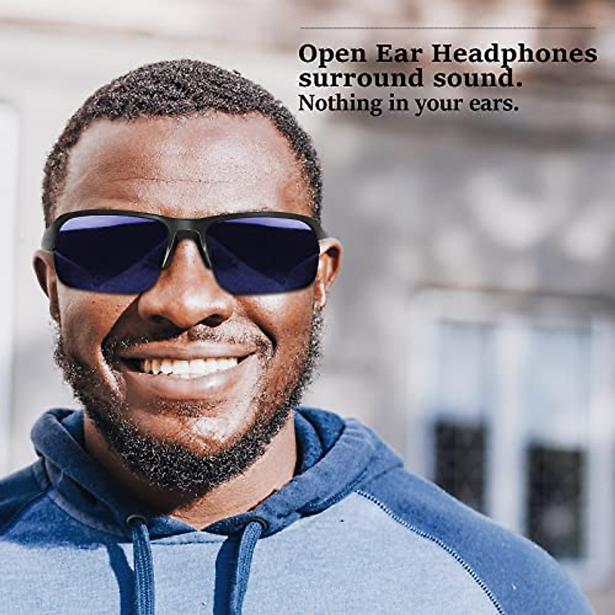 WOXMA Bluetooth Audio Sports Sunglasses Surround Sound,Voice Assistant,6Hrs Battery,Bluetooth 5.3 Glasses IP4 Waterproof (Blue)