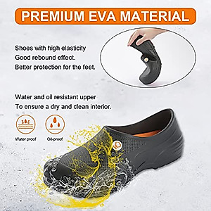 Non Slip Waterproof Clogs Shoes for Men, Zapatos para trabajar en Restaurante de Hombre Standing All Day Comfortable Nurse and Chef Shoes for Men, Men's Oil-Proof Work Shoes for Food Service Black