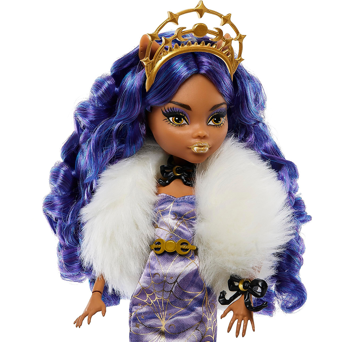 Monster High Howliday Winter Edition Doll, Clawdeen Wolf Collectible in ICY Lavender Gown with Furry Boa & Accessories