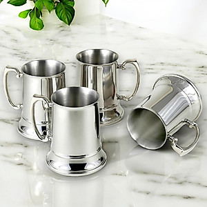 Set of 4 Stainless Steel Beer Mugs