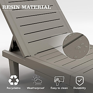 UDPATIO Oversized Outdoor Chaise Lounge Chair Set of 2, 5-Level Adjustment Backrest, Extra Widen Chaise with Cup Holder Easy Assembly for Pool Beach Garden (Grey)