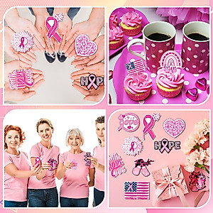 Sintuff 36 Pieces Breast Cancer Awareness Decorations Wooden Pink Ribbon Ornaments for Tree Pink Ribbon Party Hanging Decoration Wooden Pink Ribbon Decorations for Tree Breast Cancer Awareness Month