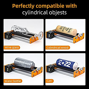 FoxAlien New Aluminum Y-axis Rotary Roller for Cylindrical Objects Curved Surface Compatible with CNC Router Engraving Machines Reizer, Reizer Mega, Masuter, Masuter Pro