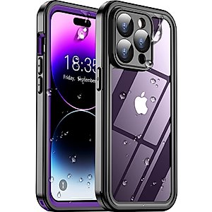 Temdan [Real 360] for iPhone 14 Pro Max Case Waterproof, Built-in 9H Tempered Glass Camera Lens & Screen Protection [14FTMilitary Dropproof][Full-Body Shockproof][Dustproof][IP68 Underwater]Phone Case