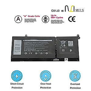 MULS G91J0 41Wh Laptop Battery for Dell Inspiron 13 5310 14 5410 14 Plus 7420 15 3510 3511 5510 16 5625 14 5410 2-in-1 Latitude 3320 3330 Vostro 5620 13 5310 14 3420 15 3510 V6W33 Laptop ​3467mAh