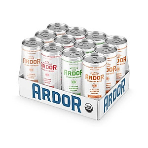 ARDOR ENERGY Sparkling Water TROPICAL variety 12 pack with 100mg Organic Caffeine from Green Tea & 200mg Organic L-Theanine (Focus & Calm). No Sugar. No Calories. Vegan. Gluten Free.