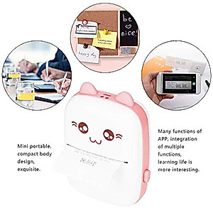 Naroote Mini Photo Printer, Plastic Material Photo Printer for Wireless High Resolution with Cute Appearance for Classroom for Learn(Pink)