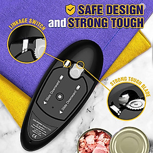 Electric Can Opener: Open Almost Size Cans with A Simple Push of Button - Hand Held, Hands Free, Automatic, Smooth Edge, Food-Safe, Battery Operated, Kitchen Gadget for Seniors with Arthritis
