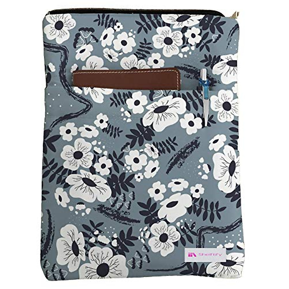White Flowers Book Sleeve - Book Cover for Hardcover and Paperback - Book Lover Gift - Notebooks and Pens Not Included