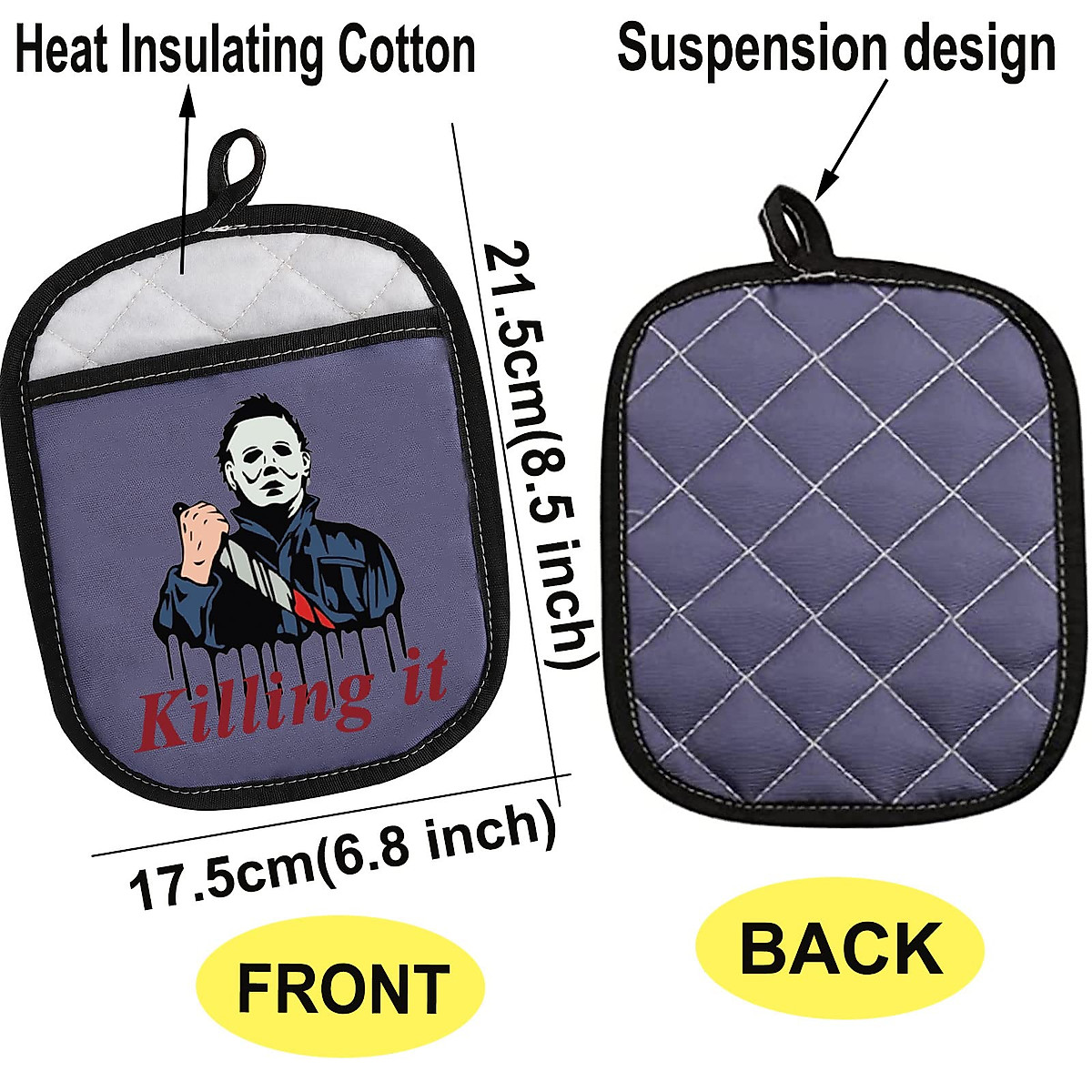 WZMPA Horror Movie Pot Holders Killer Fans Gift Killing It Kitchen Baking Glove for Film Fans (Killing It Holder)