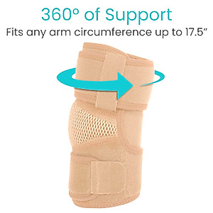 Vive Elbow Brace - Tennis Compression Sleeve - Wrap for Golfers, Bursitis, Left or Right Arm - Tendonitis Support Strap for Golf, Men and Women - Epicondylitis and Sports Recovery (Beige, Standard)