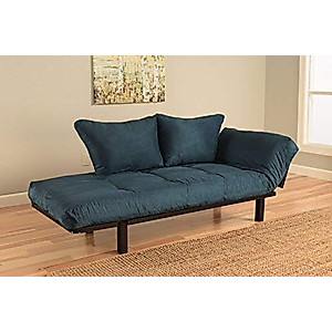 Best Futon Lounger Sit Lounge Sleep Smaller Size Furniture is Perfect for College Dorm Bedroom Studio Apartment Guest Room Covered Patio Porch . KEY KITTY Key Chain INCLUDED ( Posh Blue)