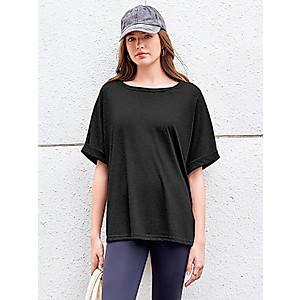 Women Oversized T-Shirt Summer Casual Short Sleeve Loose Tee Tops Black