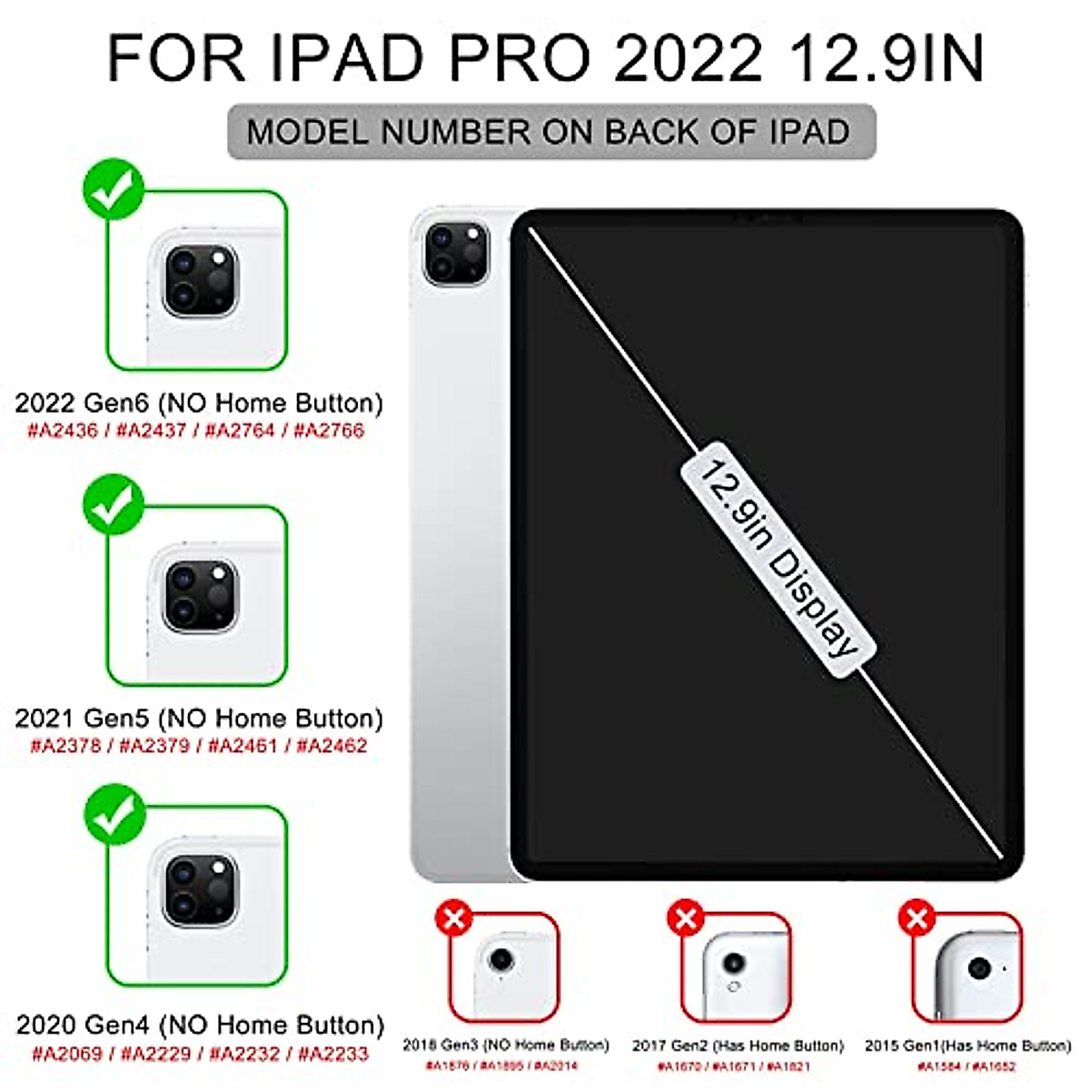 Soke Case for iPad Air 13 Inch M3/M2（2025/2024 & iPad Pro 12.9 Inch 6th/5th (2022/2021) with Pencil Holder - [Full Body Protection + Auto Wake/Sleep],Soft TPU Back Cover, DarkBlue