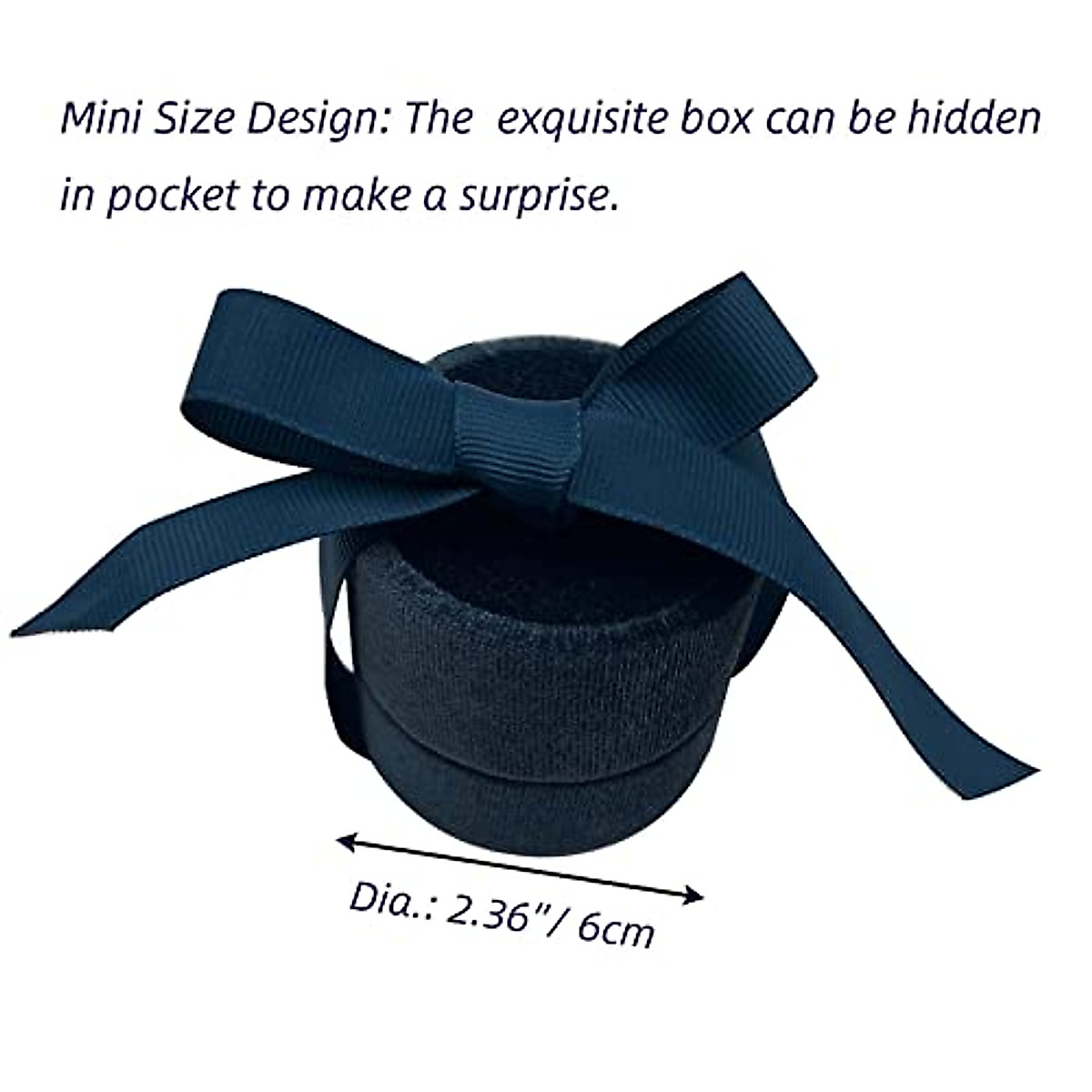 Beatilog Small Necklace Gift Box - Velvet Pendant Case Portable Round Jewelry Storage with Elegant Ribbon Bow for Birthday, Mothers Day, Christmas, Wedding, Anniversary (Blue)