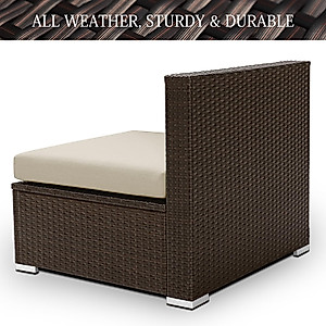 BULEXYARD 2 Pieces PE Rattan Patio Furniture Armless Sofas with Thick Cushions Outdoor Wicker Seating for Backyard, Deck, Garden, Balcony (Brown)