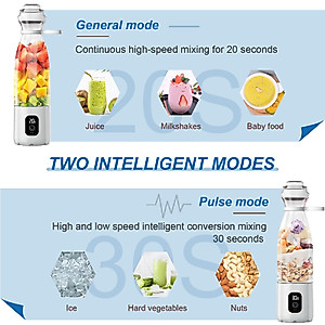 Portable Blender, Personal Blender -for Shakes and Smoothies, 300W Powerful Smoothie Blender, 3X More Power than Mini Travel Blender |OUSMIN Blender Bravo (White, 4th Gen|Basic Version)